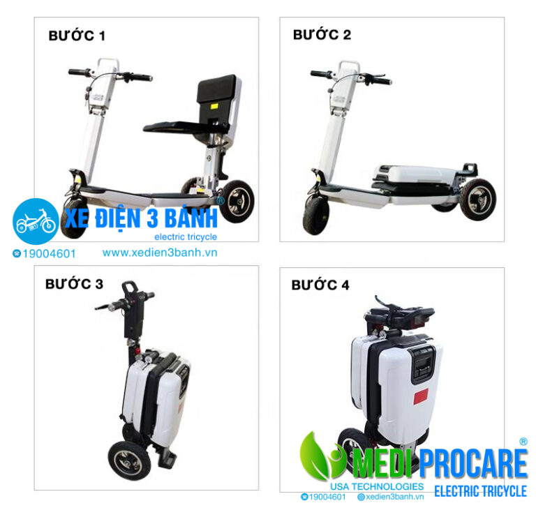 Xe điện 3 bánh, xe ba bánh điện mini, gấp gọn, giá rẻ cho người già ...