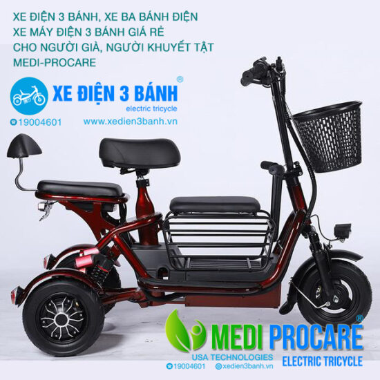 Xe điện 3 bánh, xe ba bánh điện mini, gấp gọn, 3 chỗ ngồi, giá rẻ cho ...