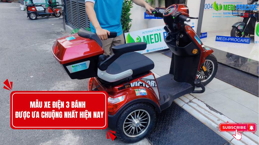 Xe điện 3 bánh, xe ba bánh điện, xe máy điện 3 bánh giá rẻ cho người già, người khuyết tật MEDI ...