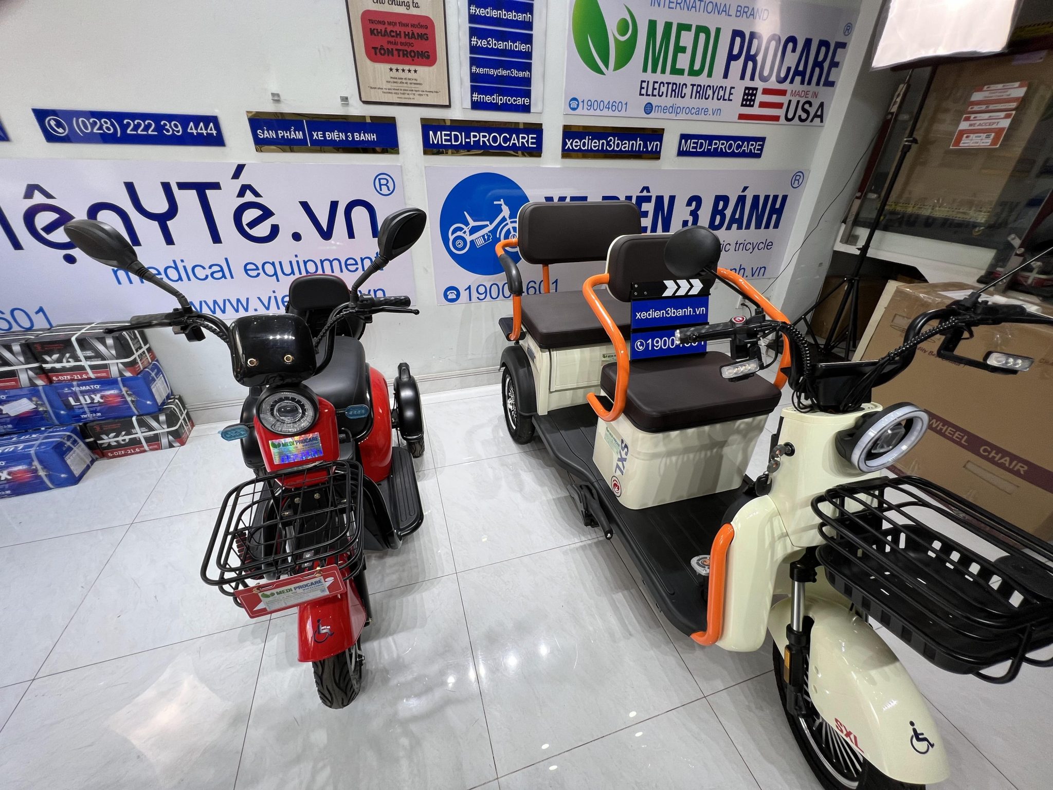 Cấu tạo của xe điện 3 bánh, xe máy điện ba bánh cho người già, người khuyết tật MEDI-PROCARE ...
